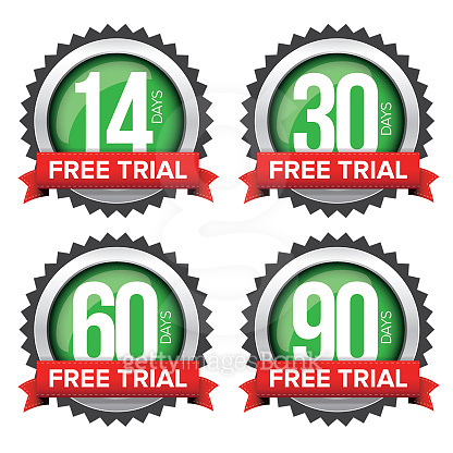Free trial badges vector set with ribbons (614979812) 일러스트, 무료 일러스트 ...