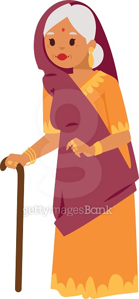 Vector illustration indian grandma (587207272) 일러스트, 무료 일러스트 - 게티이미지뱅크