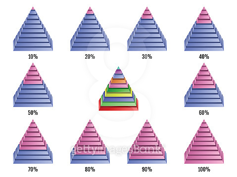Set of isometry symmetrical pyramid charts. Elements for infographics ...