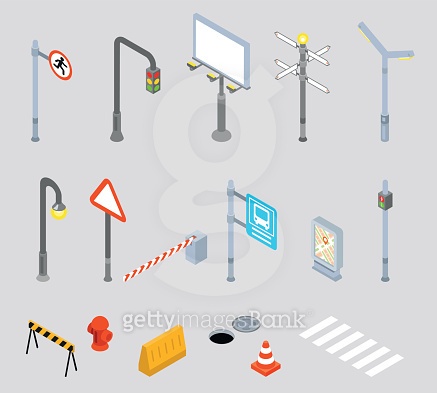 Isometric traffic management. Urban 3D vector icons 이미지 (586373644 ...