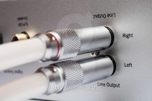 Sockets and plugs of the line output on aluminum panel. 이미지 (533986358 ...