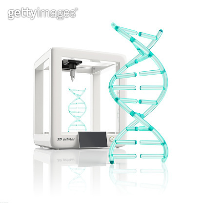 3d printer during work on the new DNA molecule 이미지 (587773948) - 게티이미지뱅크