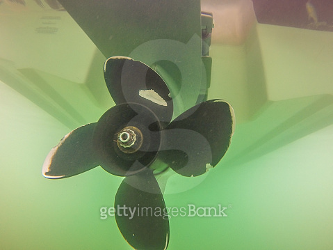 Propeller and rudder blade motor boats Underwater photography 이미지 ...