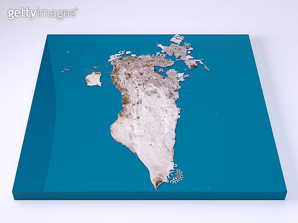 Bahrain 3D Model Topographic Map Natural Color Frontal (538334296) 일러스트 ...