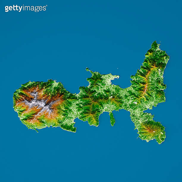 Elba 3D Model Topographic Map Enhanced Color Top View (544577992) - 게티이미지뱅크