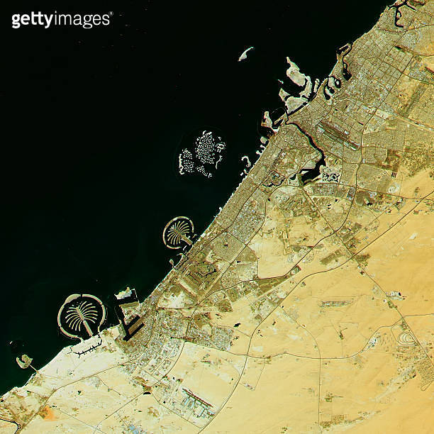 Dubai Topographic Map Natural Color Top View 이미지 (596389726) - 게티이미지뱅크