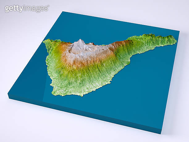 Tenerife 3D Model Topographic Map Color (541114974) 일러스트, 무료 일러스트 - 게티이미지뱅크