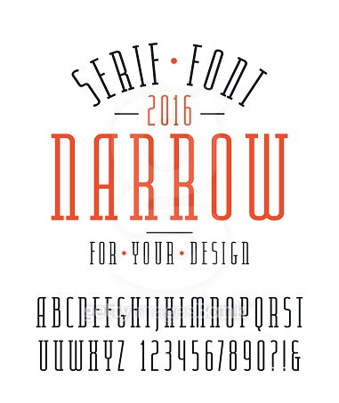 Narrow serif font and numbers 이미지 (534029096) - 게티이미지뱅크