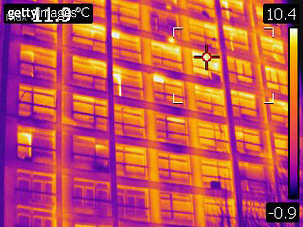 infrared thermal photo of building facade with windows 이미지 (469316754 ...