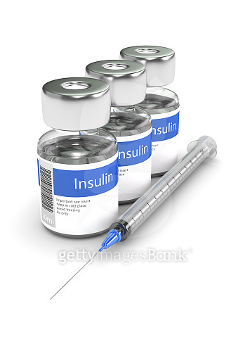 3d rendering of insulin vials and syringe isolated over white 이미지 ...