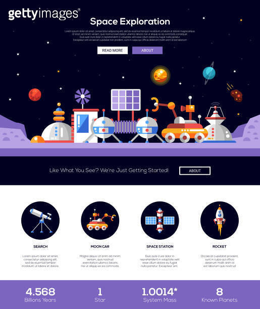 Space, solar system website template with header and icons (516684302 ...