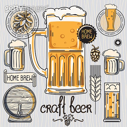 Set of craft beer design elements 이미지 (538811412) - 게티이미지뱅크