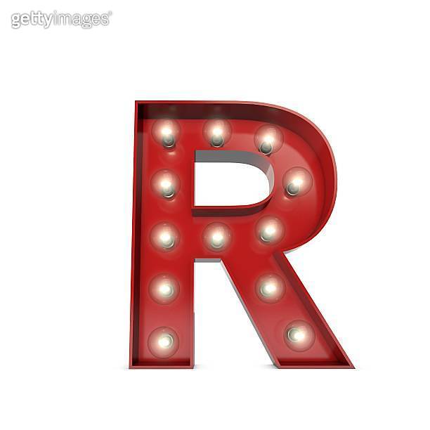Showbiz cinema movie theatre illuminated letter R 이미지 (514217564) - 게티이미지뱅크