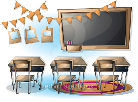 cartoon vector illustration interior classroom object 이미지 (596789378 ...