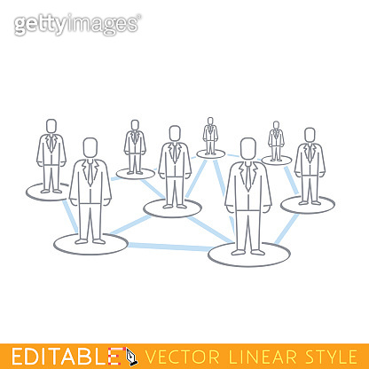 Networking people. Editable outline sketch icon. 이미지 (623367330) - 게티이미지뱅크