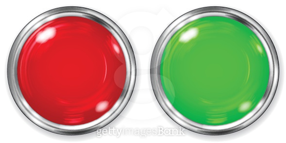 Big red and green opaque buttons (507843264) - 게티이미지뱅크