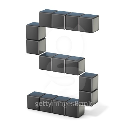 8 bit font. Capital letter S. 3D (520979610) - 게티이미지뱅크