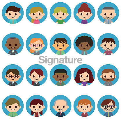 Smiling people icons (598091962) - 게티이미지뱅크