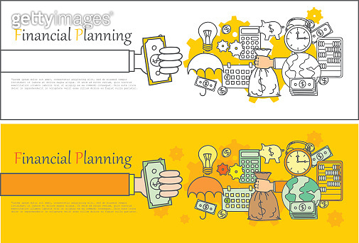 Financial planning background in flat style (596768050) - 게티이미지뱅크