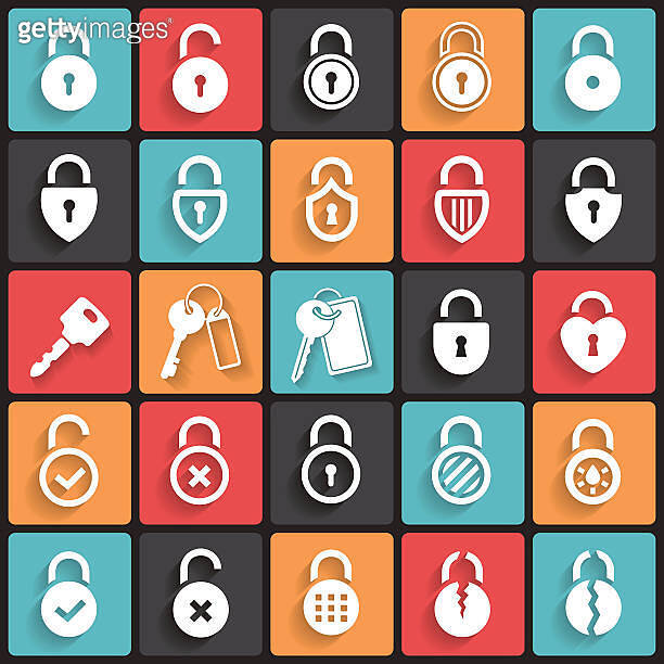 Lock and Key Icons & Symbols. 이미지 (508624342) - 게티이미지뱅크