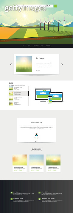 Quality One Page Website Template with Landscape Vector Eps10, 이미지 ...