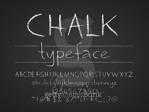 Letters, numbers and symbols hand drawn on chalkboard 이미지 (617599170 ...
