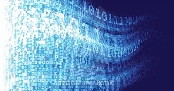 Vector abstract techno background with binary code 이미지 (543678822) - 게티이미지뱅크