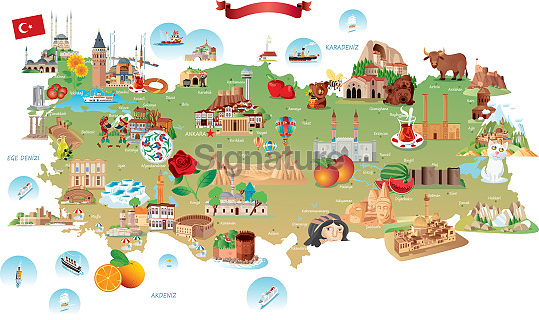 Cartoon map of Turkey (629794224) 일러스트, 무료 일러스트 - 게티이미지뱅크