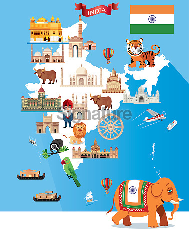 Cartoon map of India (612507324) - 게티이미지뱅크