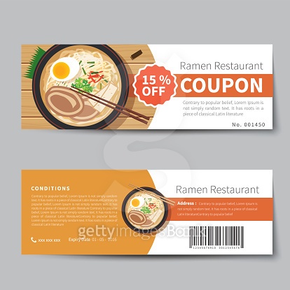 japanese food coupon discount template flat design (539025666) 일러스트, 무료 ...