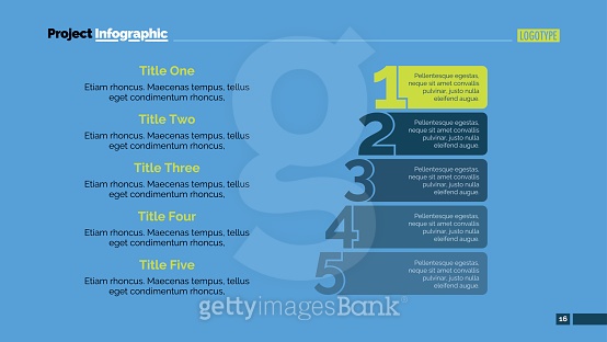 Numbers Five Points Slide Template (543443398) 일러스트, 무료 일러스트 - 게티이미지뱅크