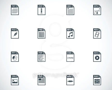 Vector black file type icons set (545638896) 일러스트, 무료 일러스트 - 게티이미지뱅크