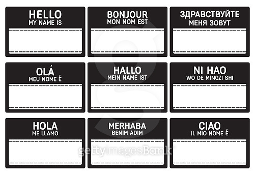 Different languages name tag with copy space. (595752512) 일러스트, 무료 일러스트 ...