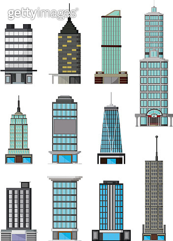 different kinds of buildings cartoon 이미지 (610131988) - 게티이미지뱅크