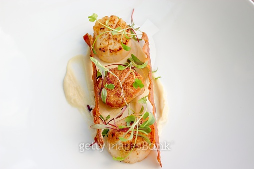 Scallops, pear & salsify puree & pancetta 이미지 (544668400) - 게티이미지뱅크