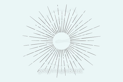 Linear drawing of light rays, sunburst (589127482) - 게티이미지뱅크
