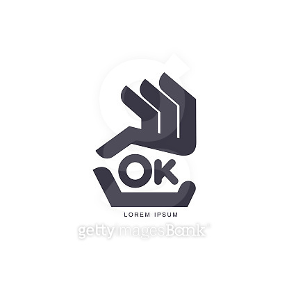 Stylized, simplified hand showing OK sign, logo template (636146804 ...