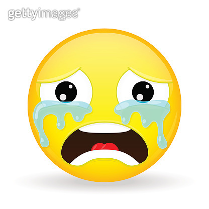 Crying emoji. Emotion of grief. Weeping emoticon. (627313734) - 게티이미지뱅크