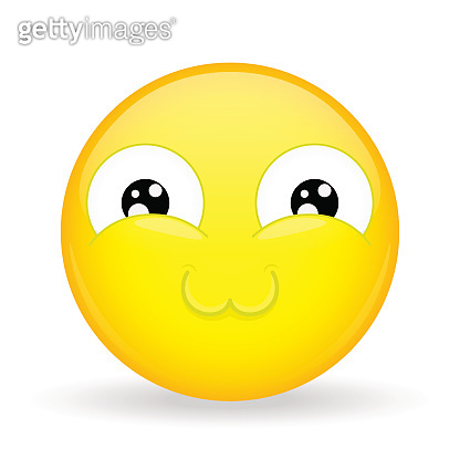 Very cute emoji. Melt emotion. Sweet emoticon. Cartoon style ...