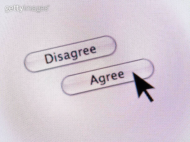 AGREE computer monitor button with mouse arrow 이미지 (530436812) - 게티이미지뱅크