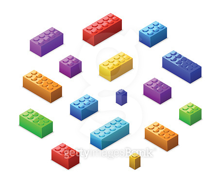 Set of different colorful toy bricks in isometric view 이미지 (613132940 ...