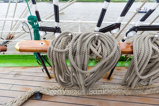 Thick ship vessel rigging rope in various shapes and (546004172) - 게티이미지뱅크