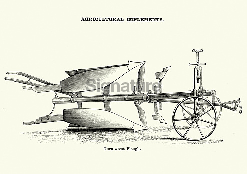 Victorian Agriculture - Turnwrest plough (533432584) - 게티이미지뱅크