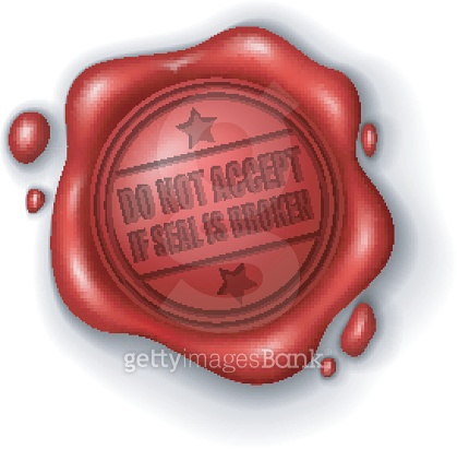 Do not accept if seal is broken wax seal 이미지 (535420650) - 게티이미지뱅크
