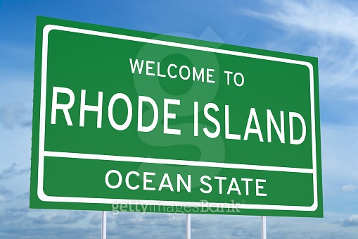 Welcome to Rhode Island state road sign (540521400) - 게티이미지뱅크