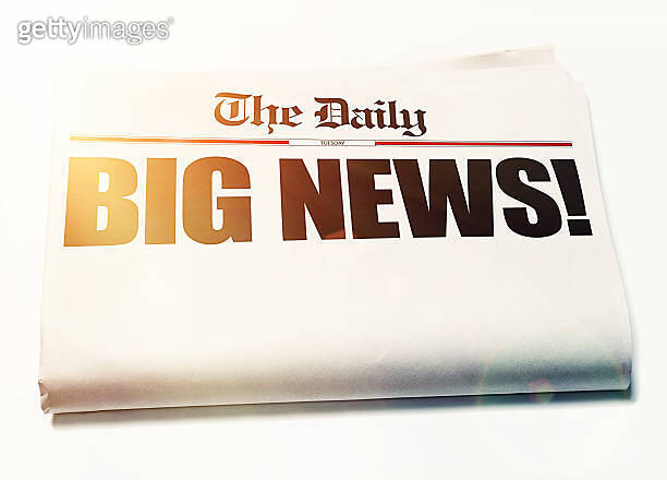 Big News! headline with remaining newspaper blank for your message ...
