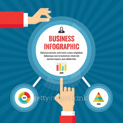 Human hands and circles with infographic - infographic business concept ...