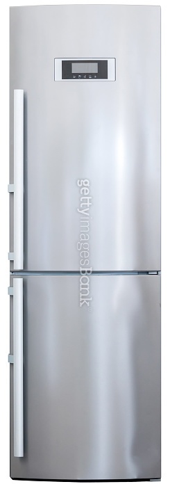 modern stainless-steel refrigerator front view (543814380) - 게티이미지뱅크