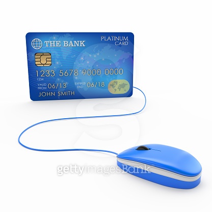 credit card and mouse (online banking concept) (514114710) - 게티이미지뱅크