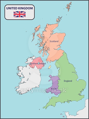 Political Map of UK with Names 이미지 (539817816) - 게티이미지뱅크